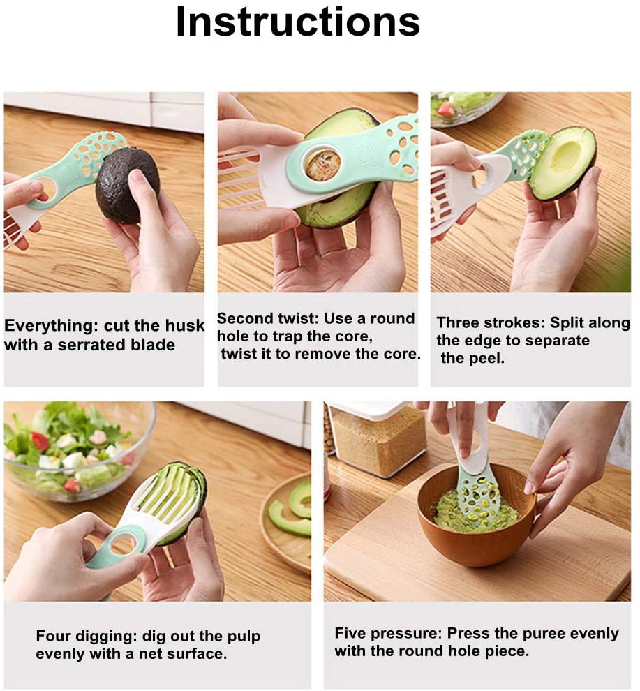 Folding Avocado Slicer 3 in 1, Avocado Cutter Fruit Cutter & Vegetable ...